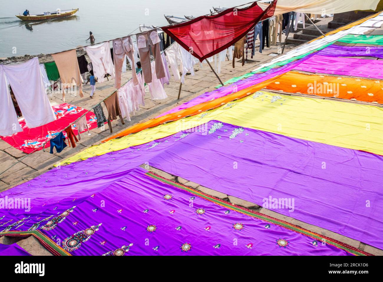 Laundry drying on the Ghats of Varanasi, India Stock Photo - Alamy