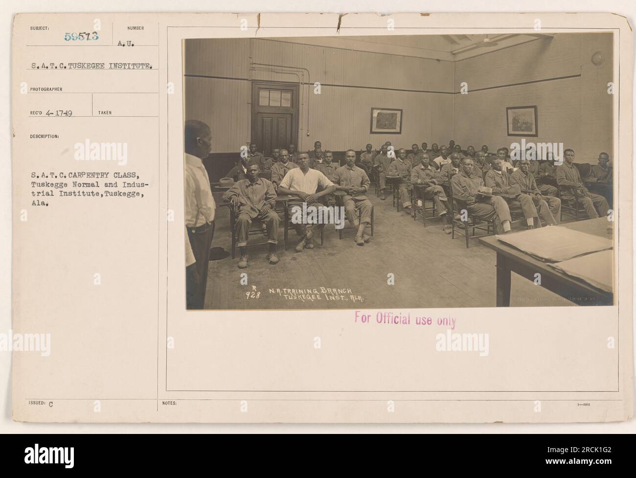 "Carpentry class at Tuskegee Normal and Industrial Institute during ...