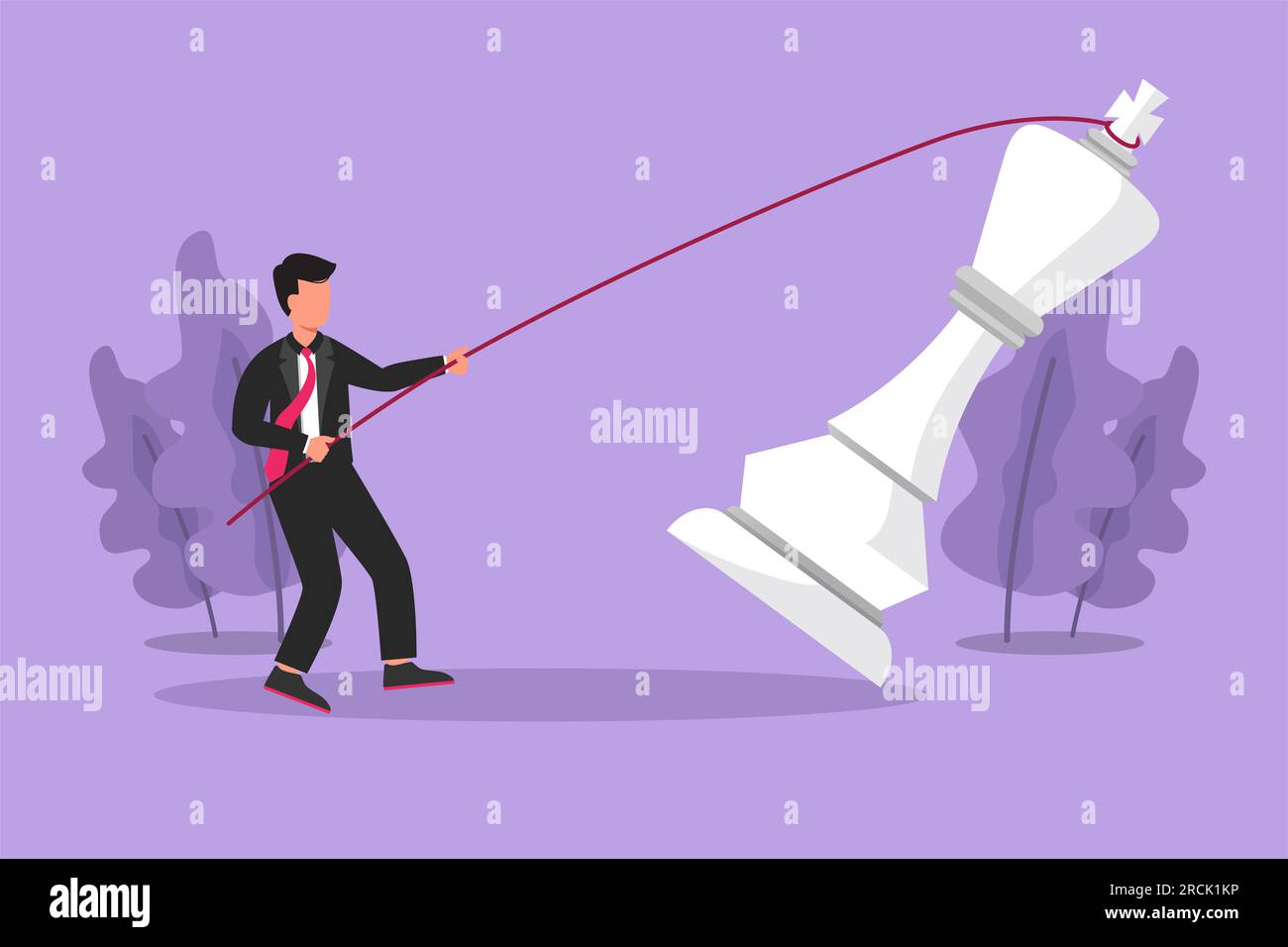 Graphic flat design drawing young motivation businessman pulling big ...