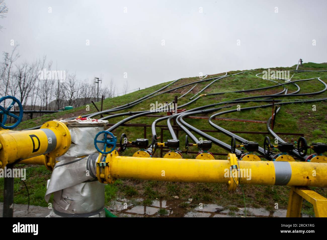 Gas production and distribution pipes. Gas pipeline and methane ...