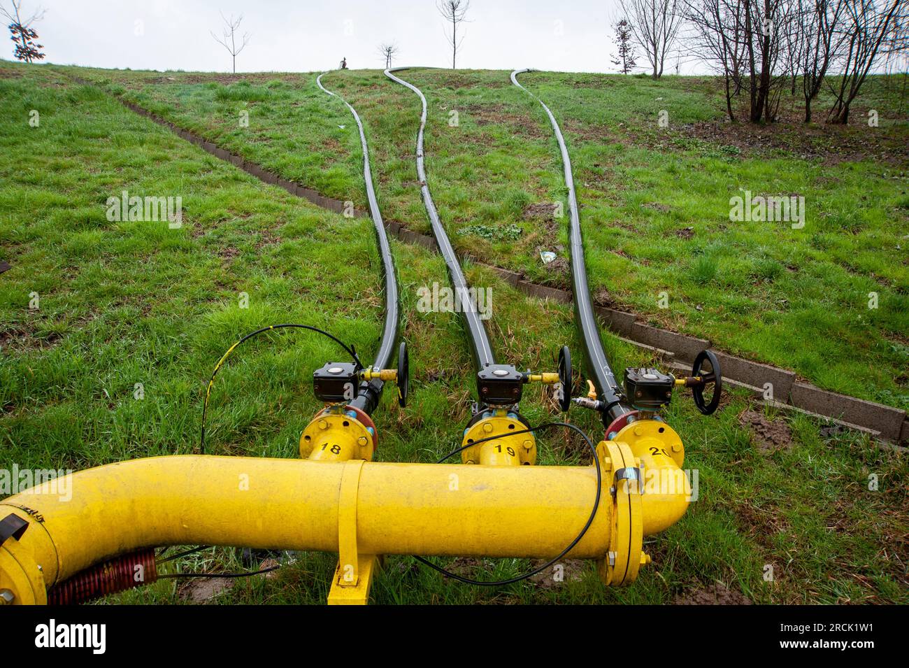 Gas production and distribution pipes. Gas pipeline and methane ...