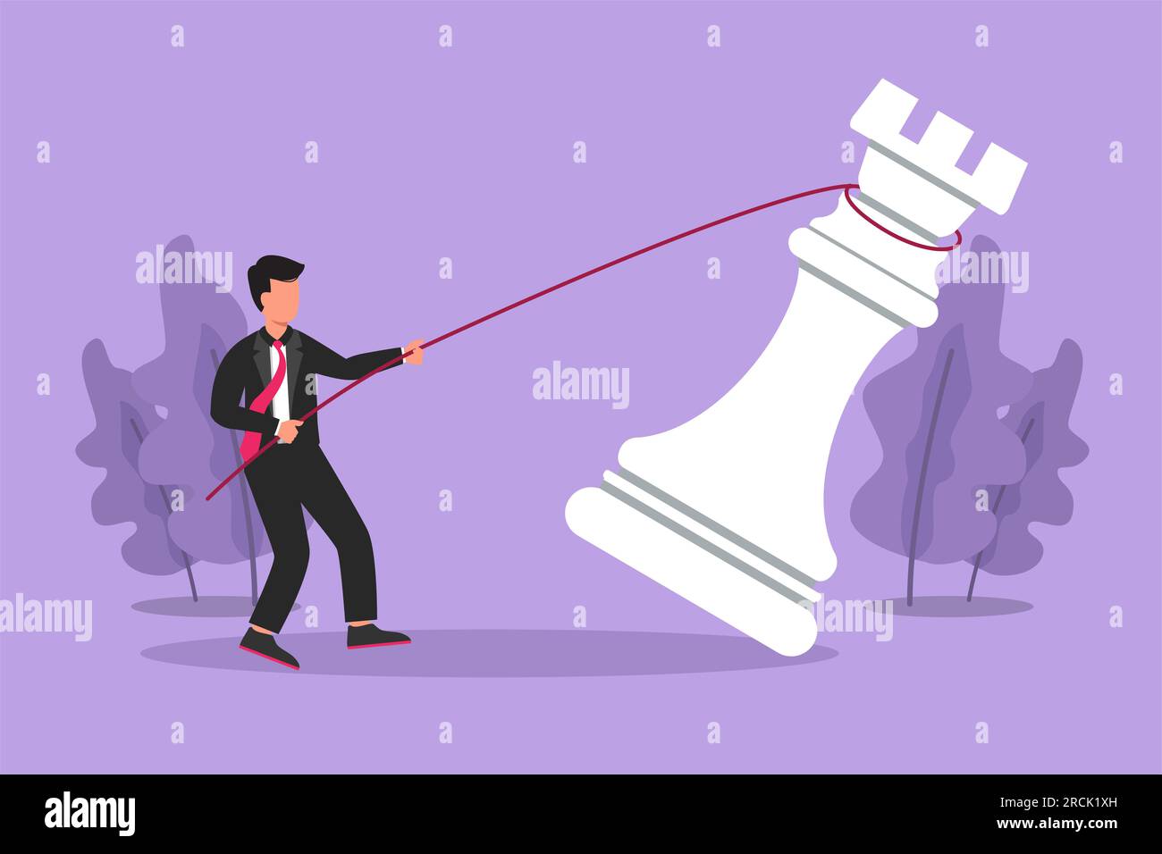 Cartoon flat style drawing young motivation businessman pulling big ...