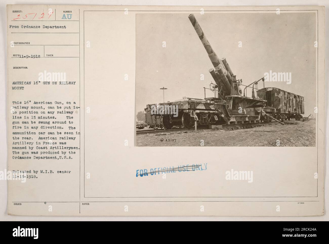 American 16" Gun on railway mount. This versatile gun can be quickly ...