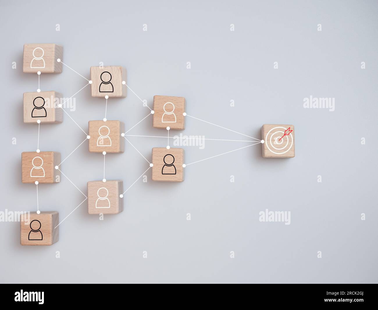white dartboard and red arrow connection linkage with human icon for ...