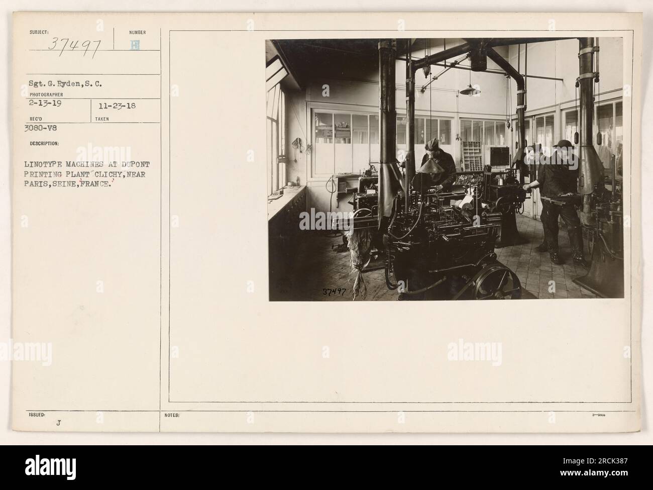 Sgt. G. Ryden at the DuPont Printing Plant in Clichy, near Paris ...