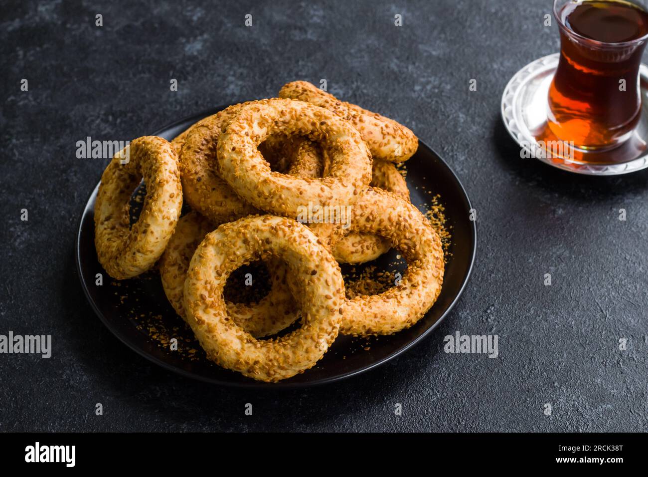 Traditional Turkish Crispy Sesame Rings which is eaten on Islamic holy ...
