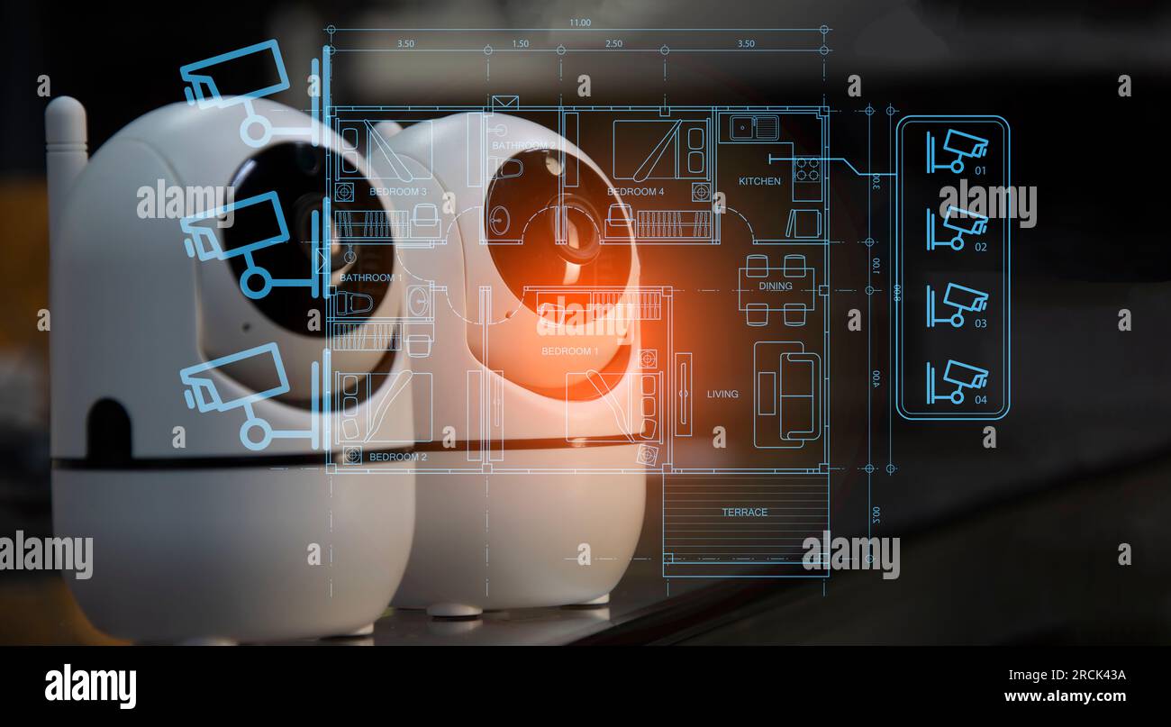 smart home concept and wireless control technology and security, ip ...