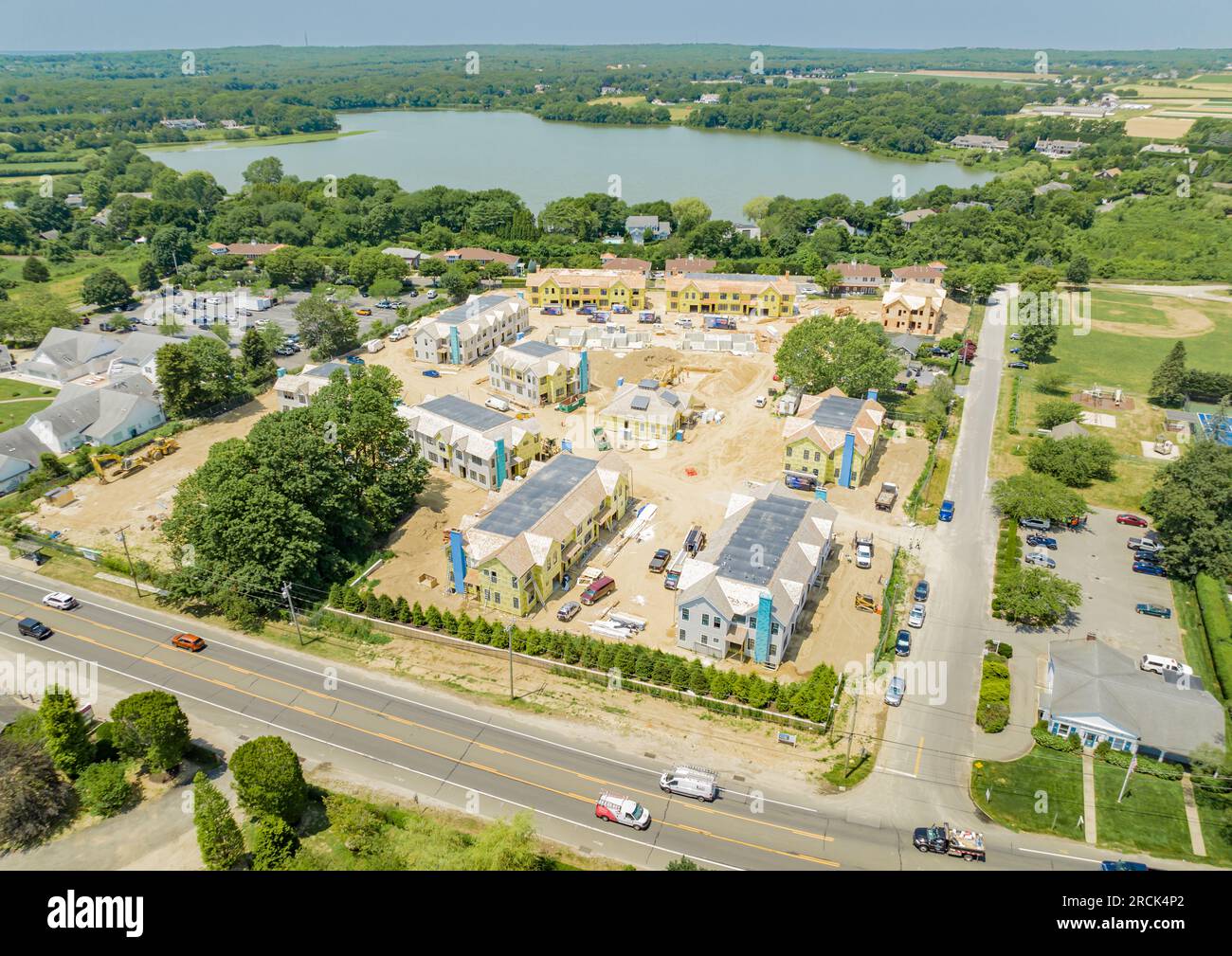 aerial view of water mill crossing in the process of construction Stock ...