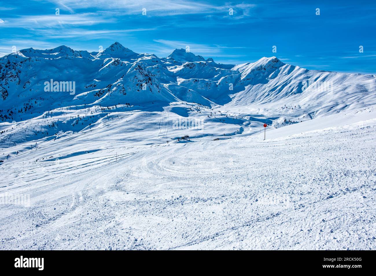 Ski slopes on the mountains around Bormio Ski resort Stock Photo - Alamy