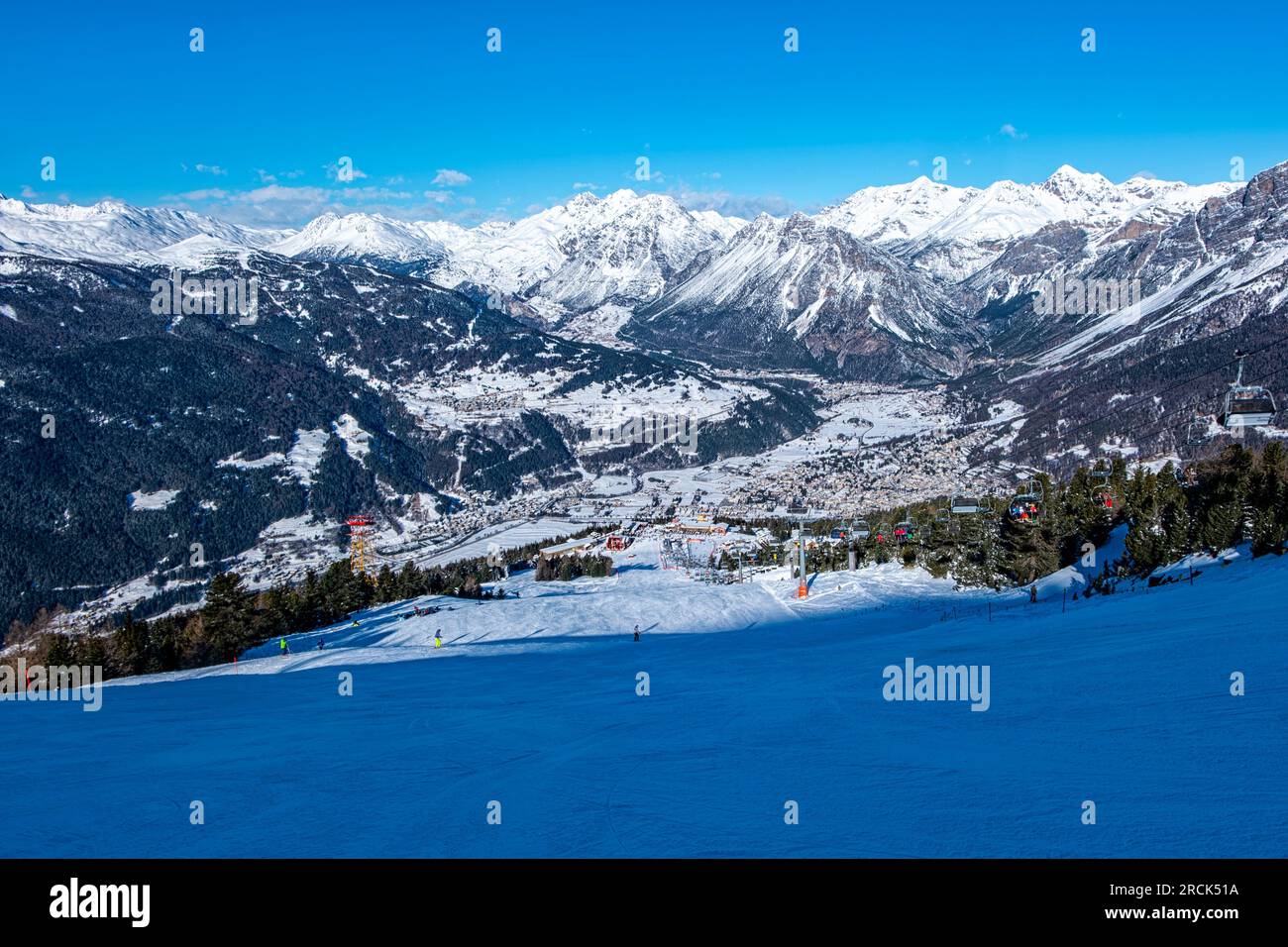 Ski slopes in Bormio Ski resort Stock Photo - Alamy