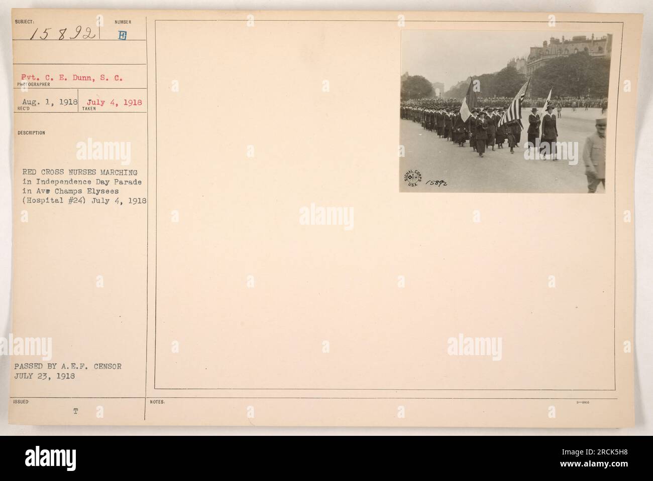 Red Cross nurses marching in an Independence Day parade on Avenue ...