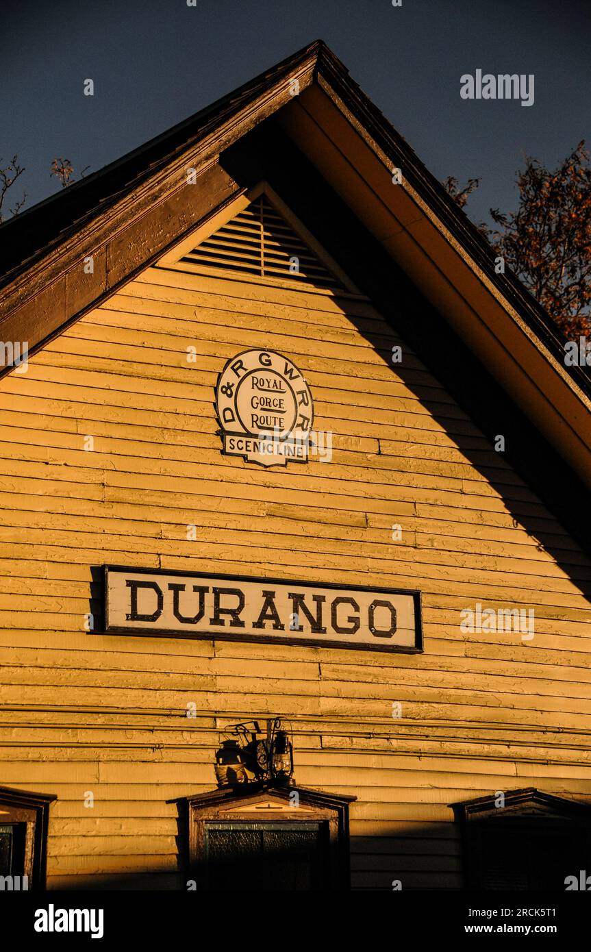 Historic narrow gauge railway train station in Durango, Colorado, USA ...