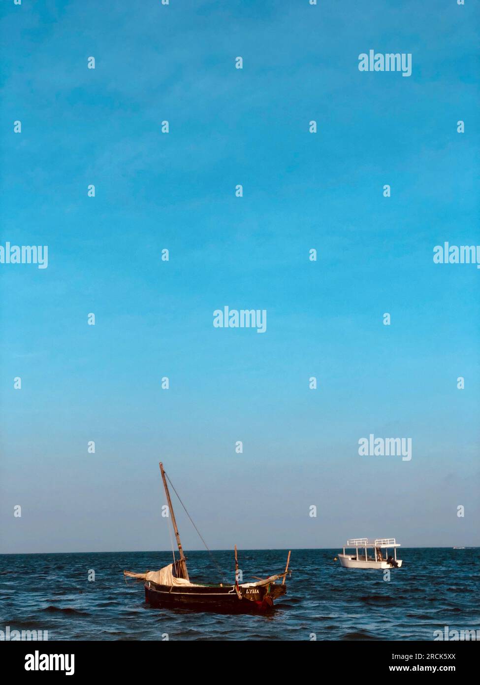 Sailing boat ship indian East African ocean waterscape coast region ...