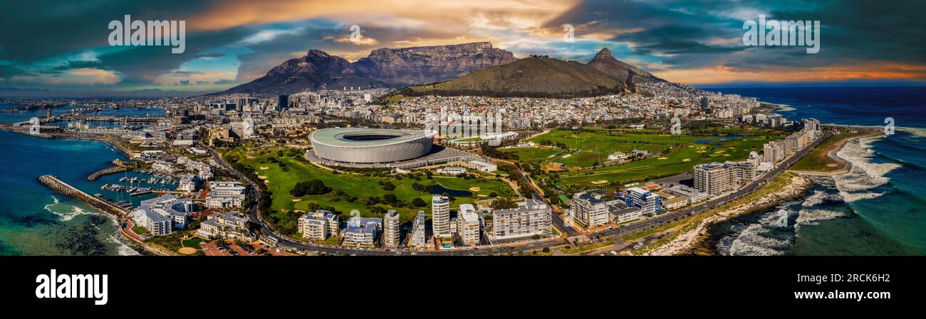aerial view of Cape Town city in Western Cape province in South Africa ...