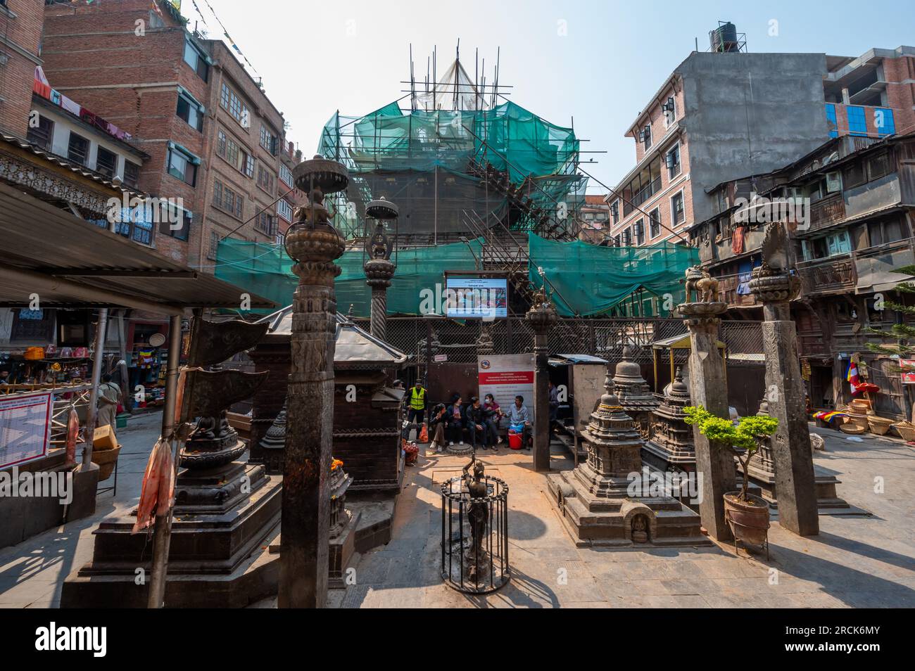 Kathmandu, Nepal - Apr 17, 2023: A reconstruction of Seto Machindranath ...