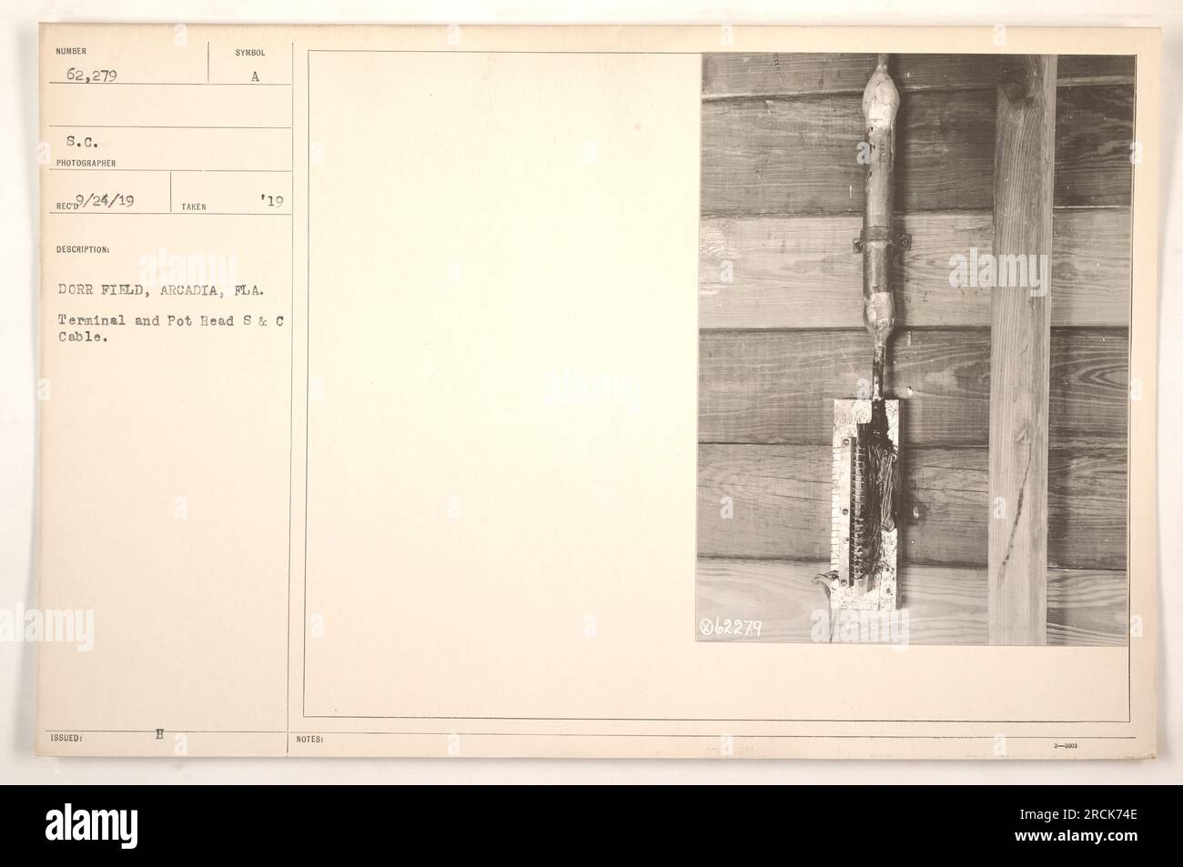 A photograph showing the terminal and pot head of S & C Cable Number ...