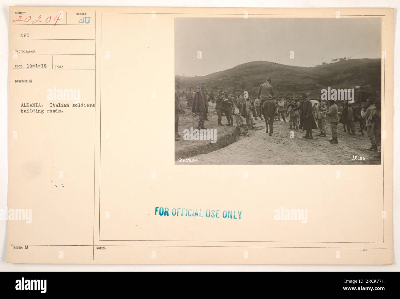 Italian soldiers constructing roads in Albania during World War I. This ...