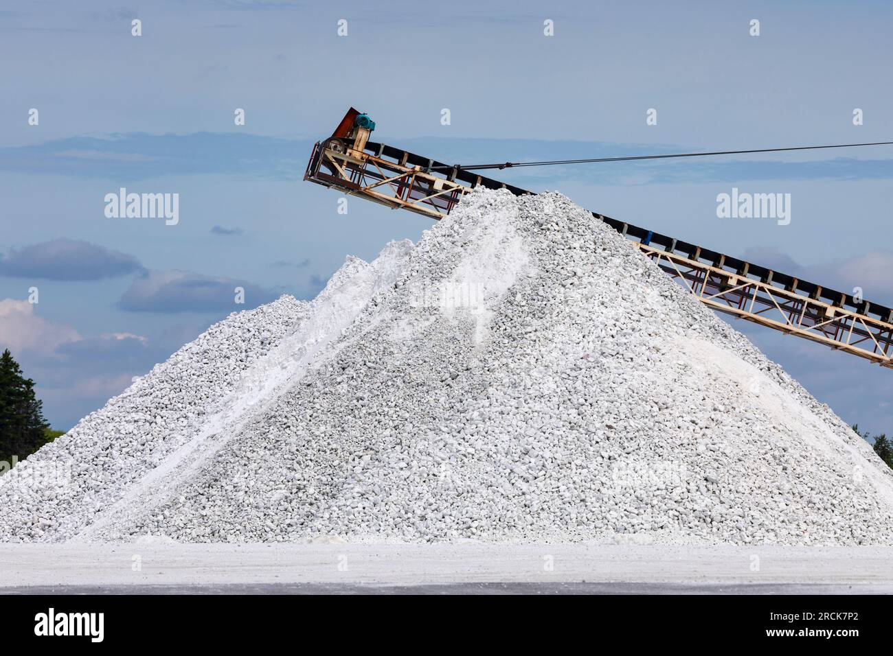 Large mounds of calcium carbonate derived from natural marble rock ...