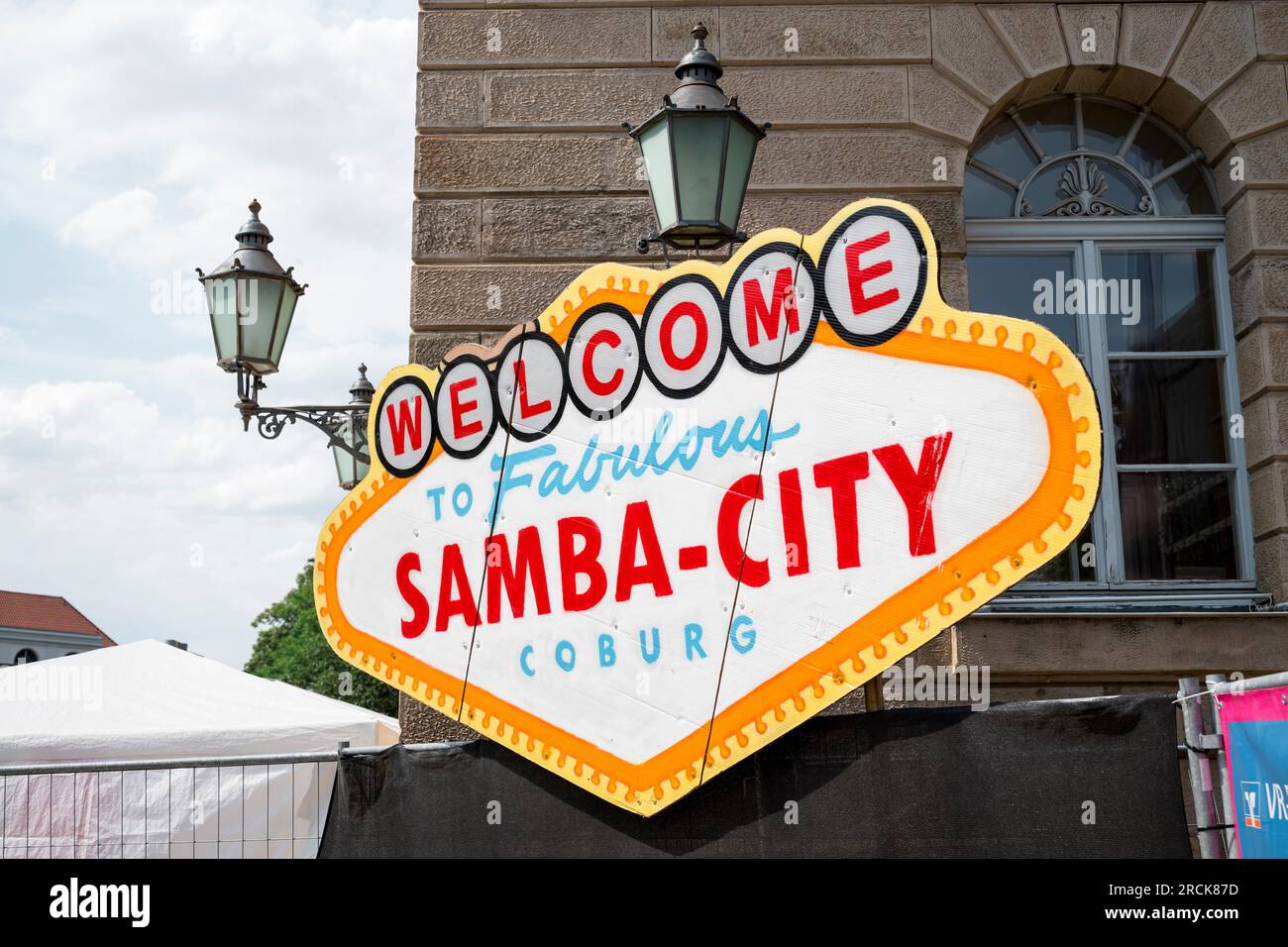 Coburg, Germany. 15th July, 2023. A sign reading "Welcome to Fabulous ...