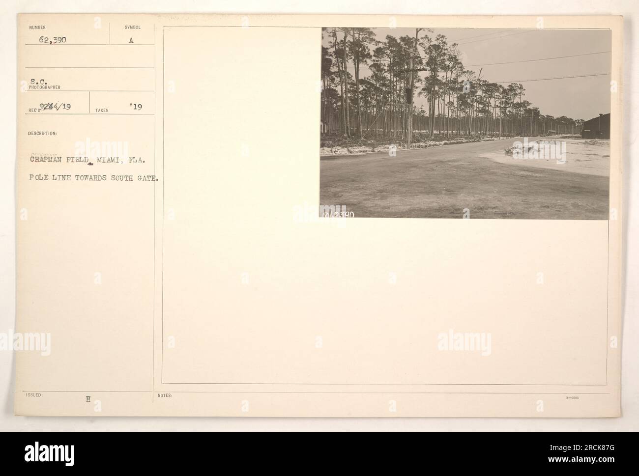 Chapman Field in Miami, Florida. This photograph shows a pole line ...