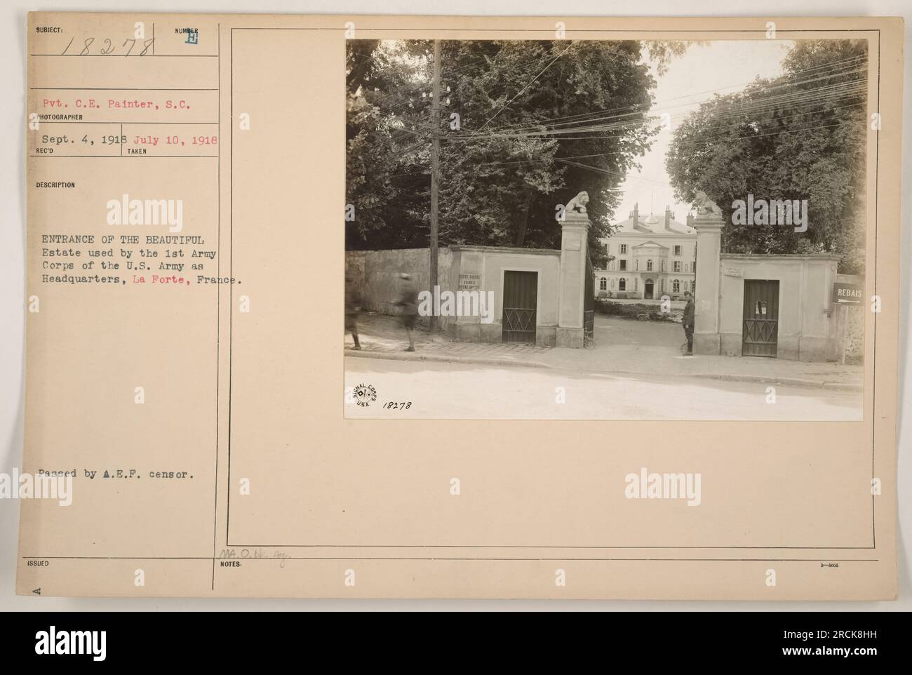 Image of the entrance to the beautiful estate used by the 1st Army ...