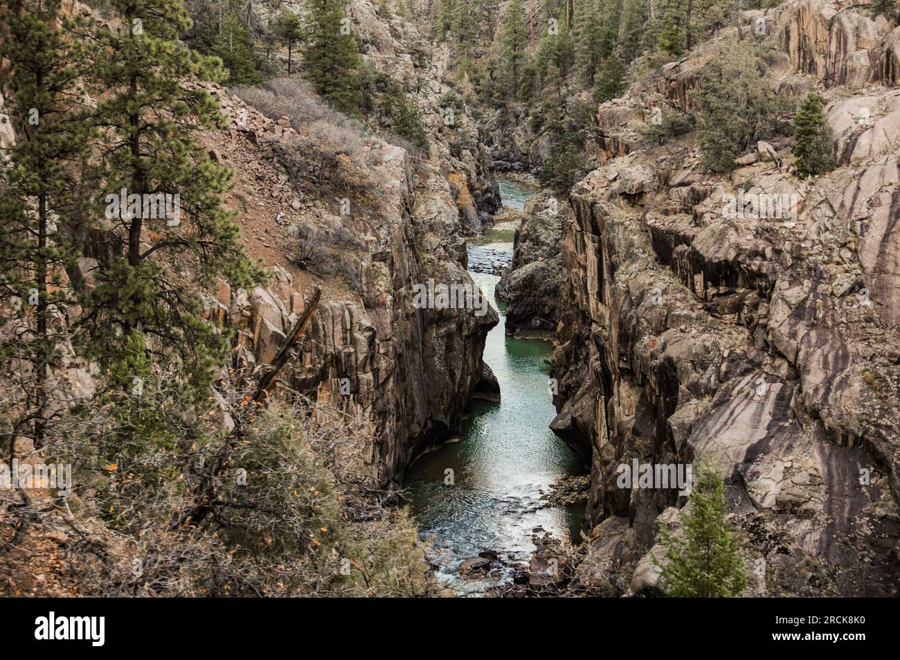 The beautiful blue-green Animas River in Colorado, USA, between Durango ...