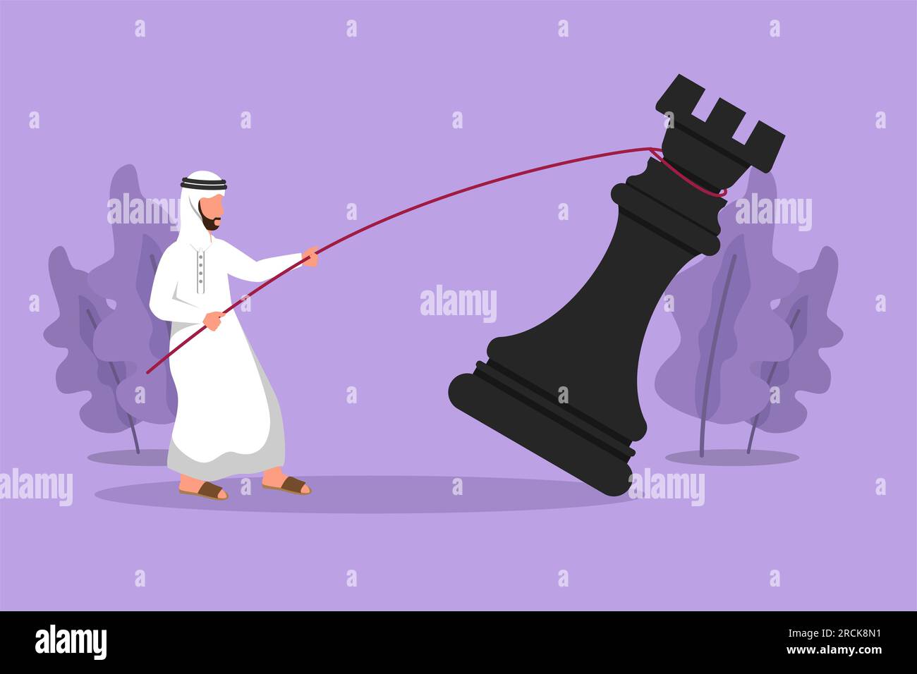 Cartoon flat style drawing young motivation Arabian businessman pulling ...