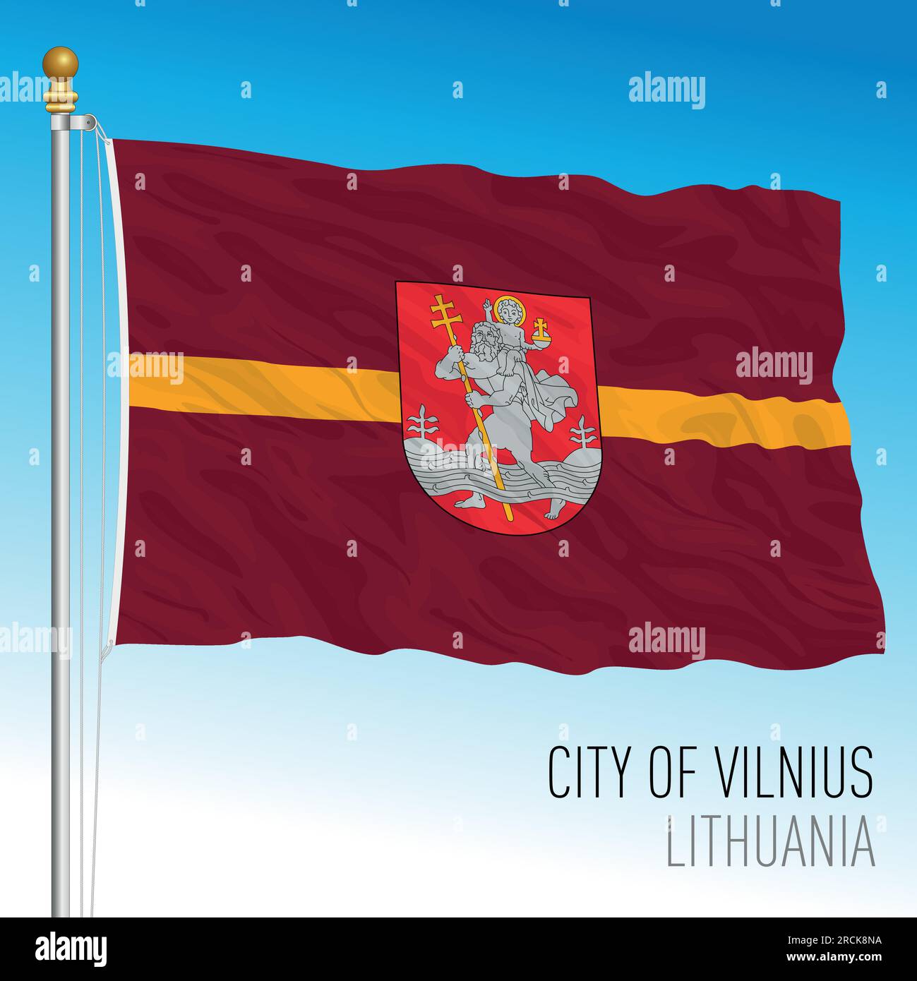Vilnius city pennant flag, Lithuania, Europe, vector illustration Stock ...