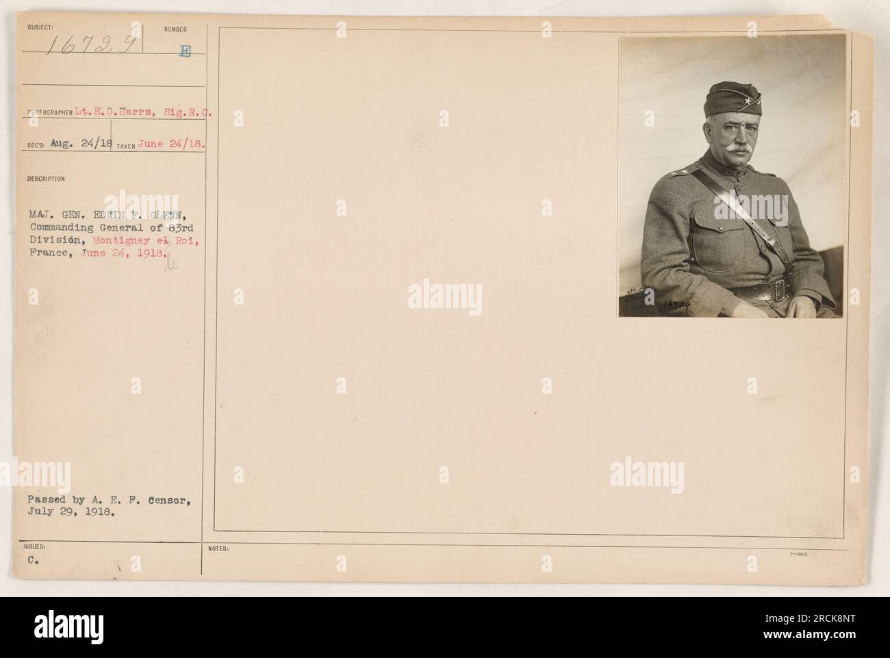 Image caption: "Major General Edwin F. Glenn, Commanding General of the ...