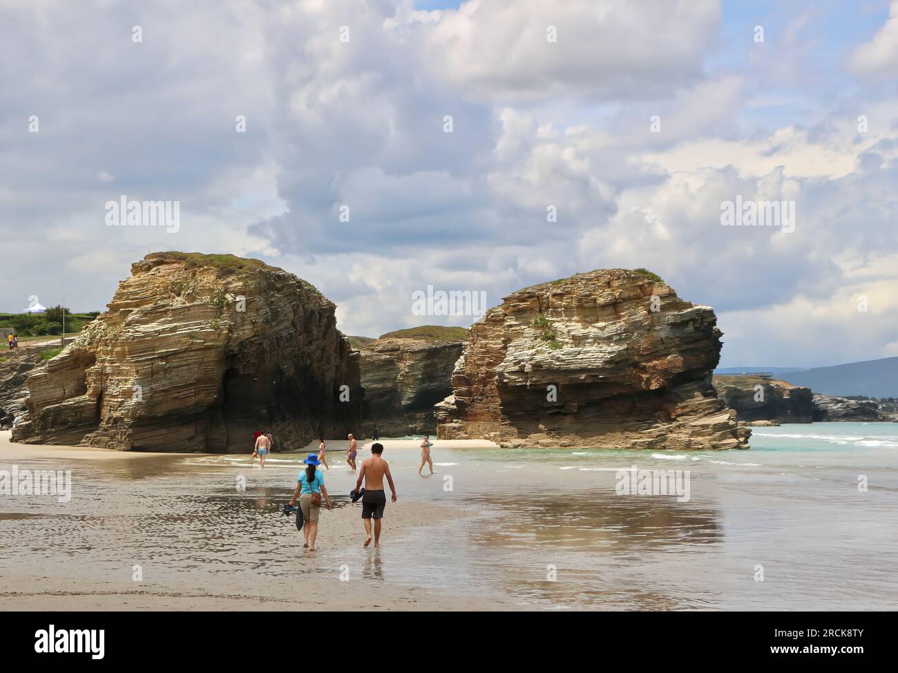 Cliff formations on the beach of the Cathedrals As Catedrais beach ...