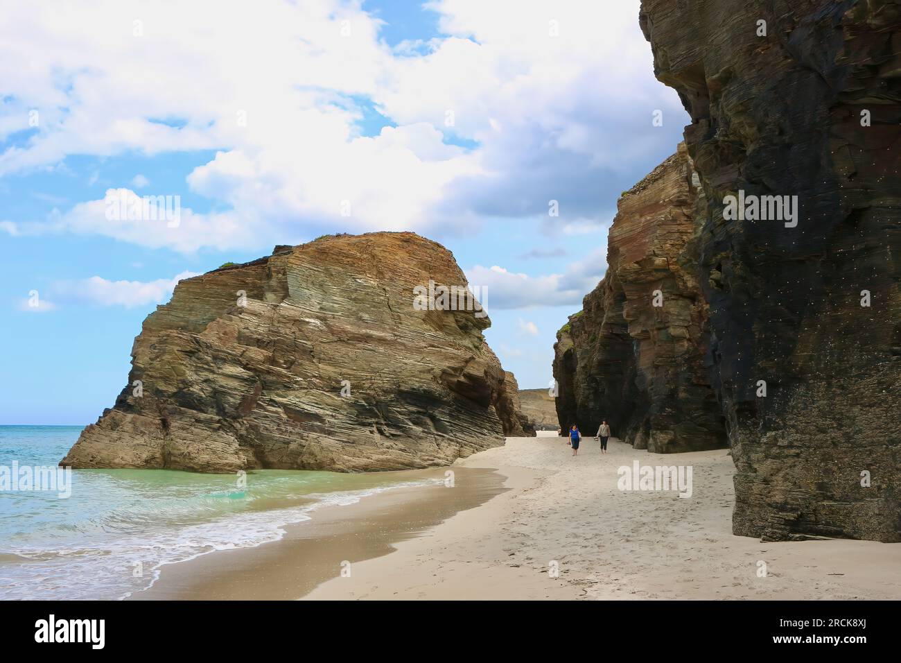 Cliff formations on the beach of the Cathedrals As Catedrais beach ...