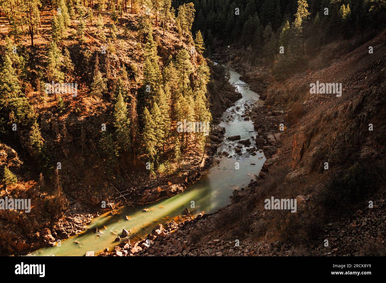 The beautiful blue-green Animas River in Colorado, USA, between Durango ...