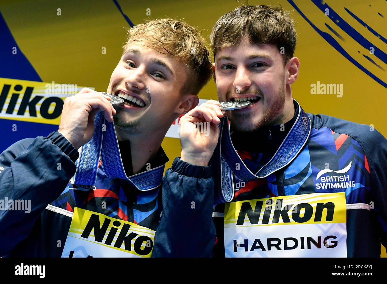 Fukuoka, Japan. 15th July, 2023. Anthony Harding and Jack Laugher of ...