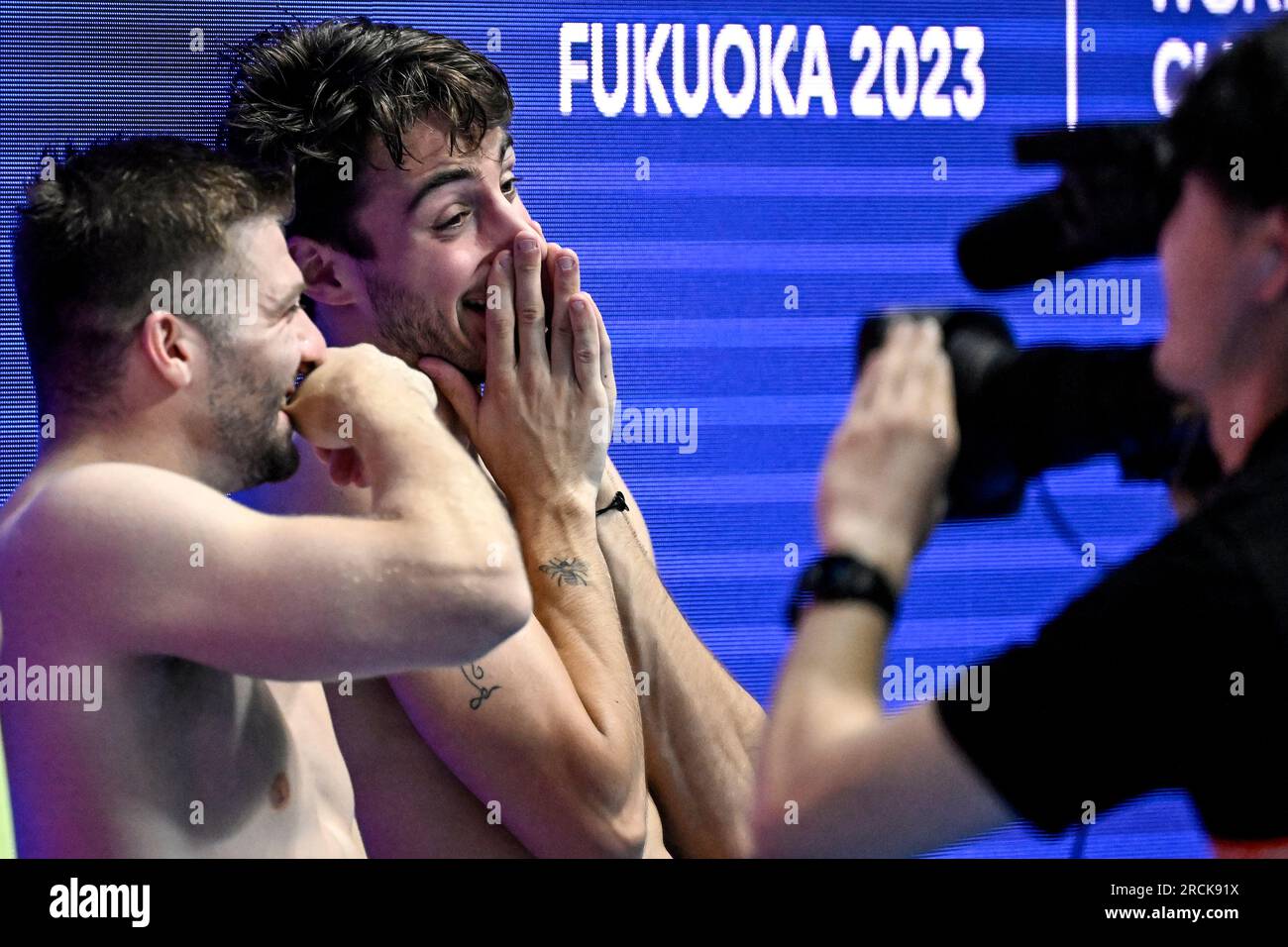 Fukuoka, Japan. 15th July, 2023. Alexis Jandard of France, Jules Bouyer ...