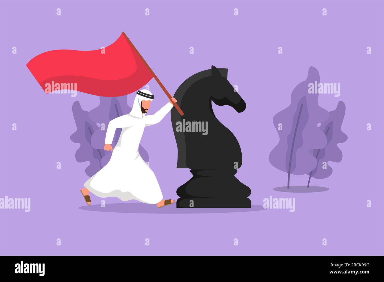 Character flat drawing happy Arab businessman running and holding flag ...