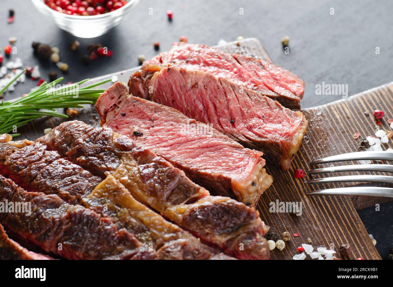 Cooked Beef Steak, Beef Organic Meat, Dark Background Stock Photo - Alamy