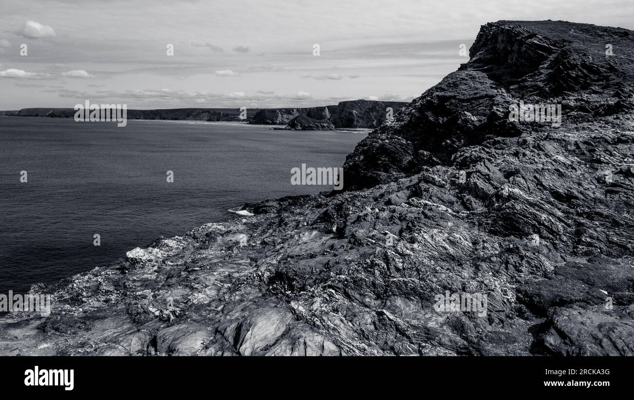English british cornish rocky coast coastal cliff cliffs hi-res stock ...