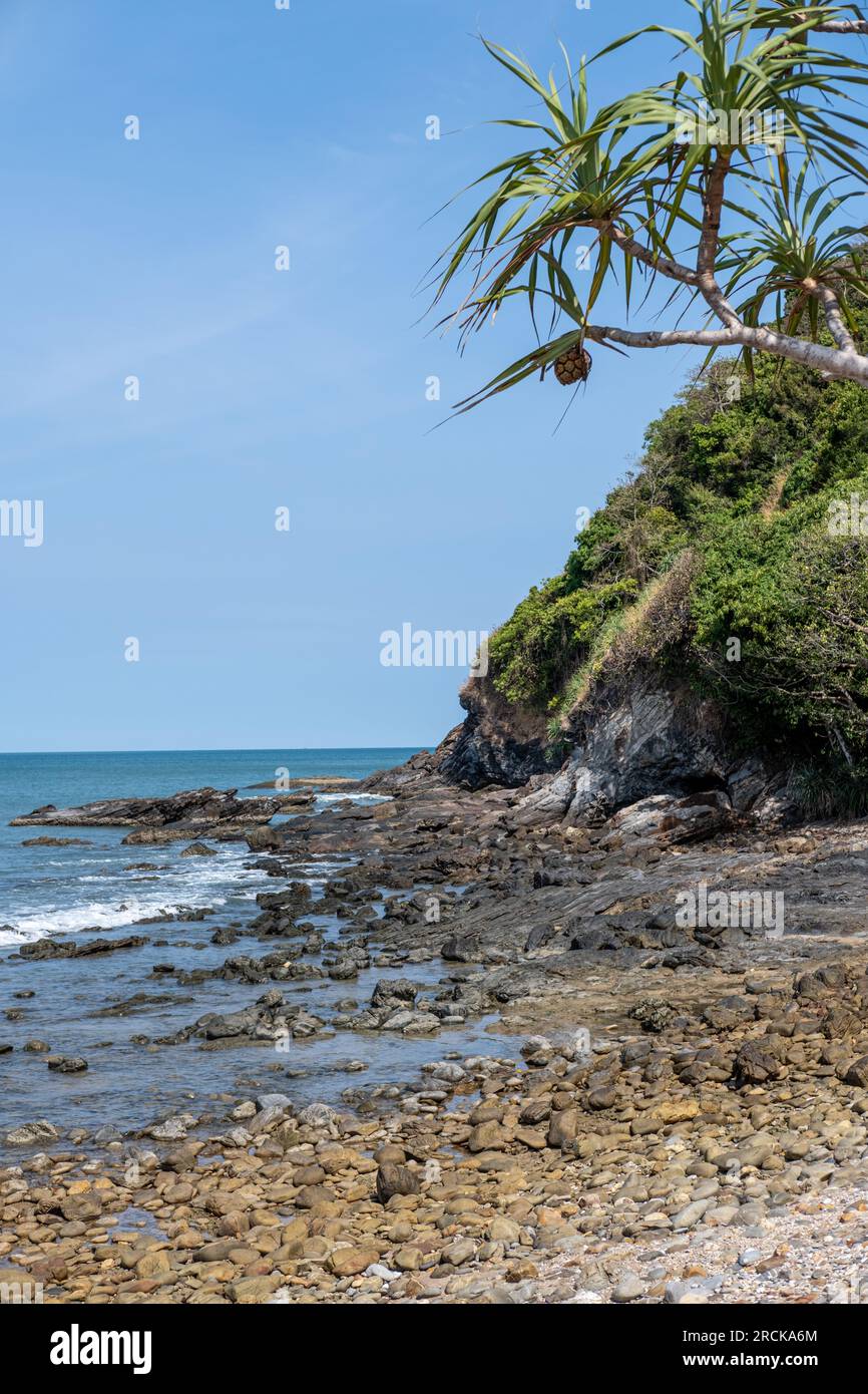 Horizontal line of the rocky beach, in Krabi, Thailand Stock Photo - Alamy