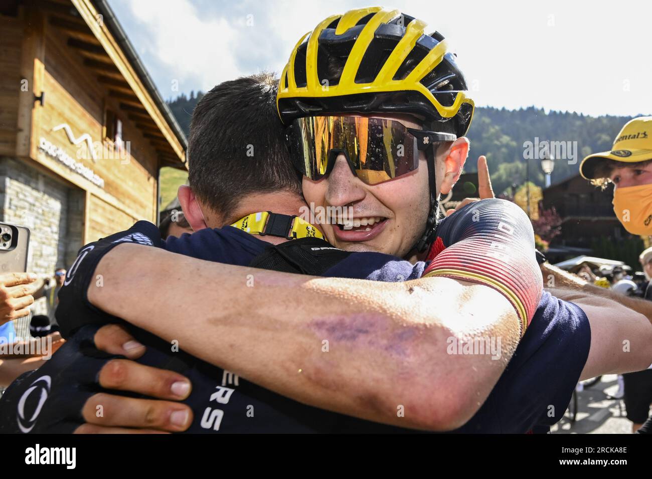 Spanish Carlos Rodriguez of Ineos Grenadiers celebrates after winning ...