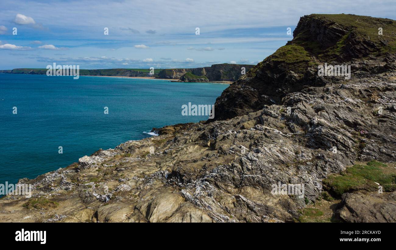 English british cornish rocky coast coastal cliff cliffs hi-res stock ...