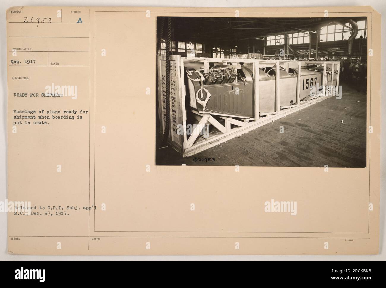 A plane being prepared for shipment. The image shows the plane being ...