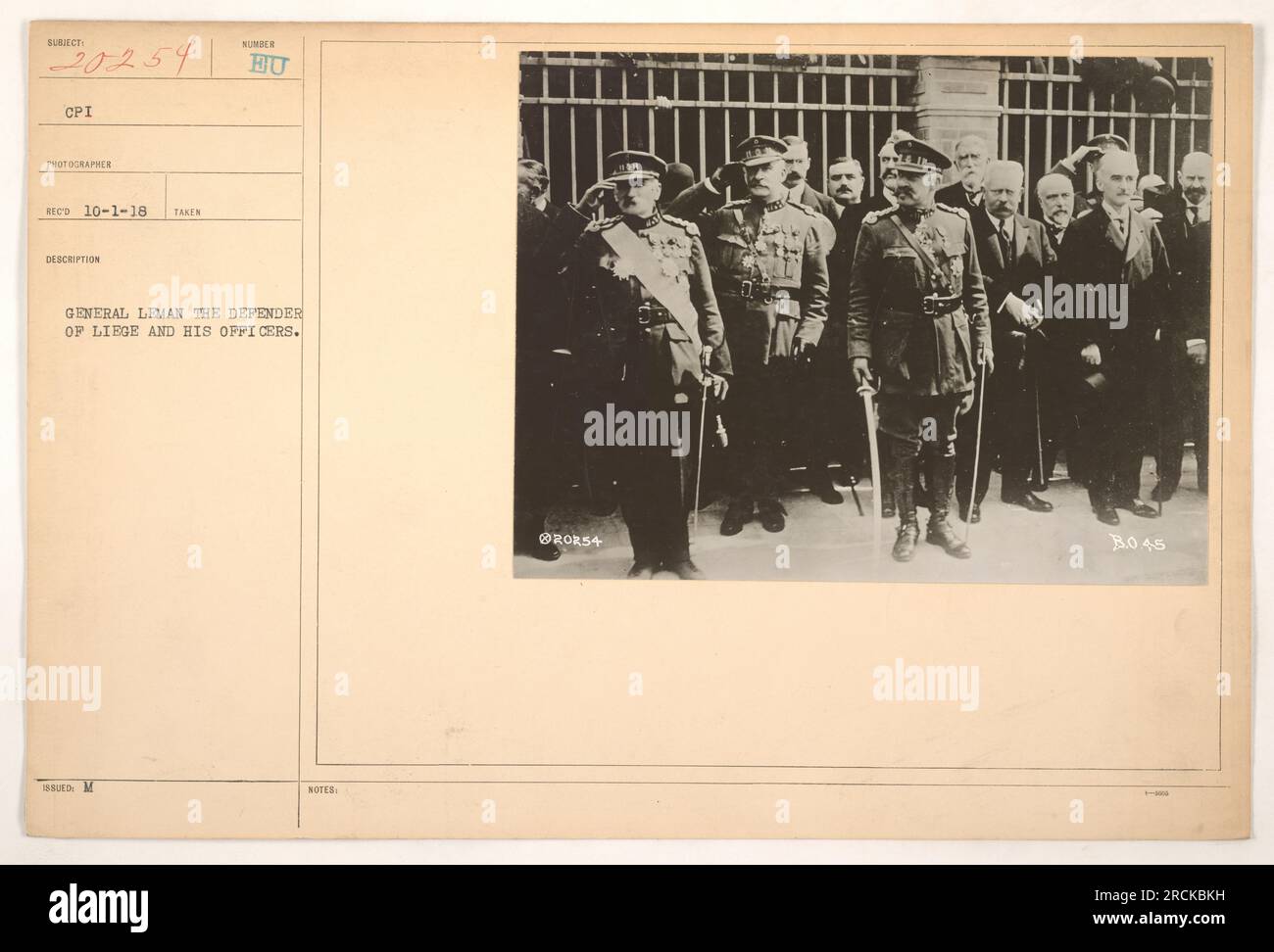 General Leman and his officers, labeled as 18SUED, are captured in this ...