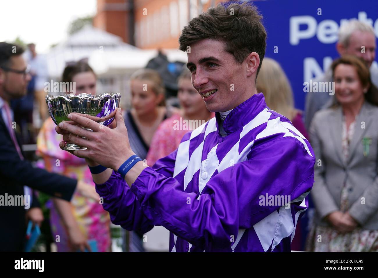 Jockey Rossa Ryan with the trophy after winning the Pertemps Network ...