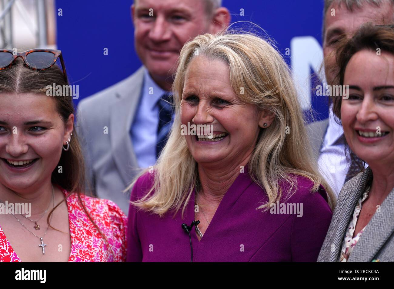 Julie Camacho, trainer of winning horse Shaquille, reacts following the ...