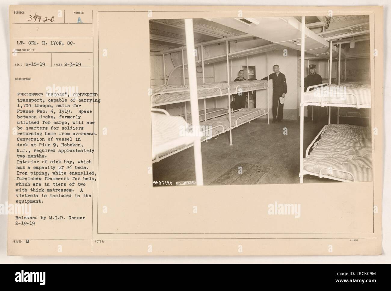 "Photograph of the interior of the sick bay on the freighter 'Ohioan ...