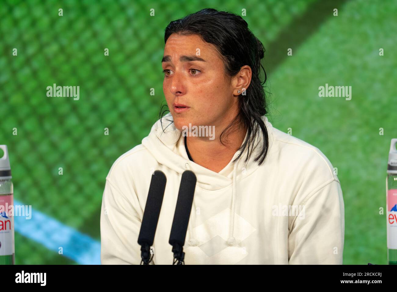 Tunisia's Ons Jabeur is interviewed in the Media Theatre in the ...