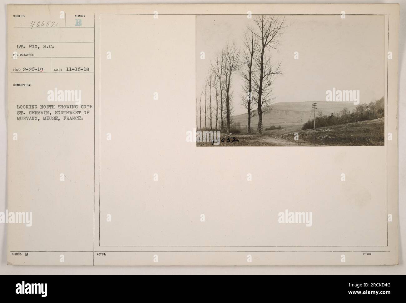 Lieutenant Fox captured this photograph on November 16, 1918, in Meuse ...