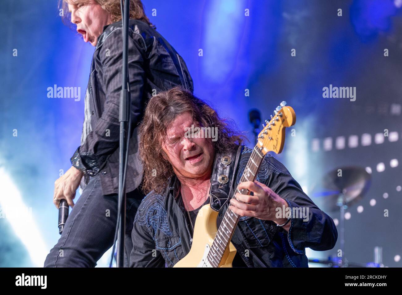 John Norum of the Swedish band of Europe, play the guitars during their ...
