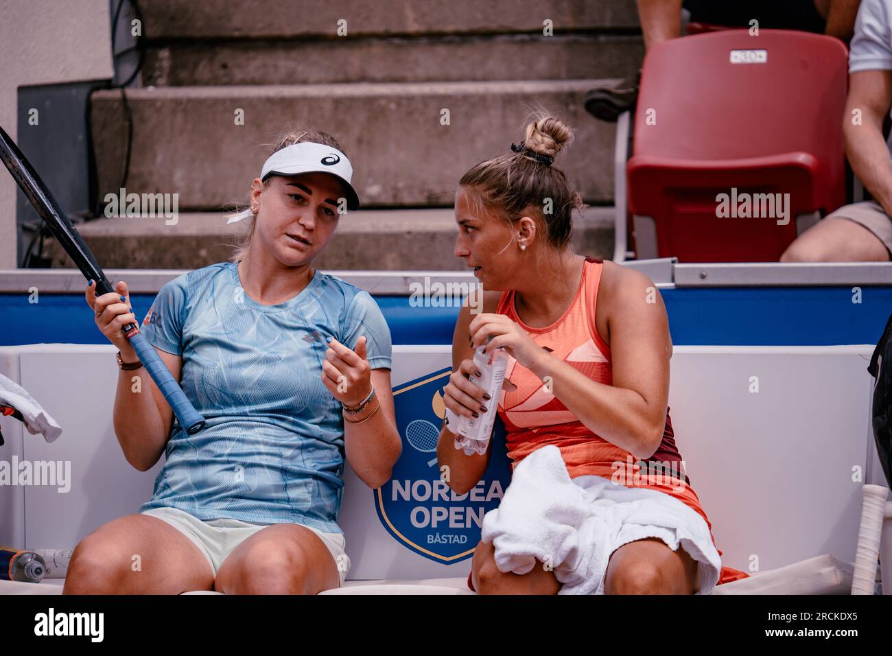 Båstad, Sweden. 07 15 2023. Panna Udvardy and Irina Khromacheva vs Eri ...