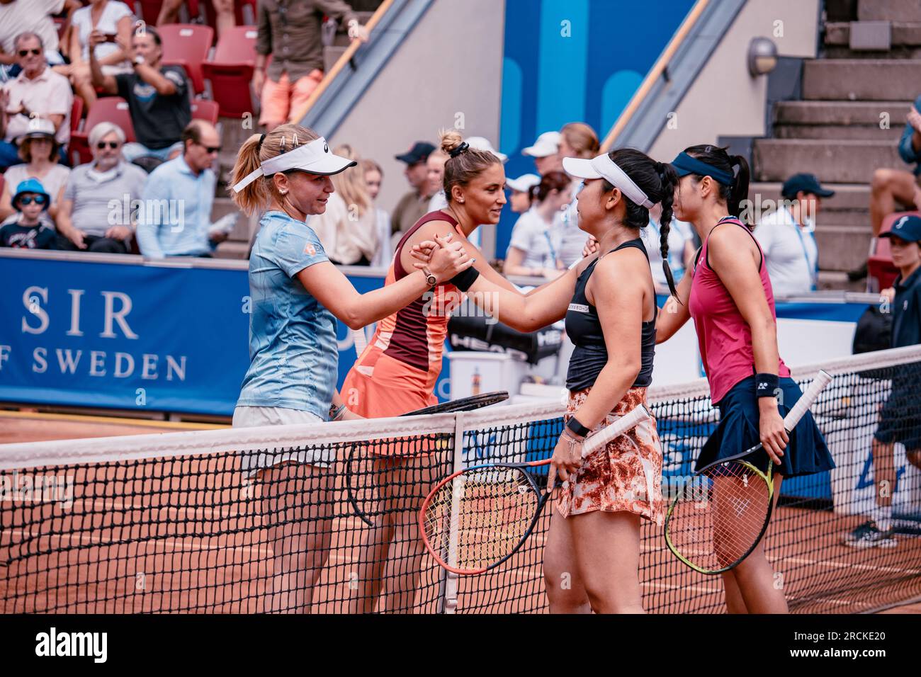 Båstad, Sweden. 07 15 2023. Panna Udvardy and Irina Khromacheva vs Eri ...